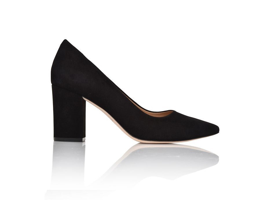 Riley Black Kid Suede – Joan Oloff Shoes